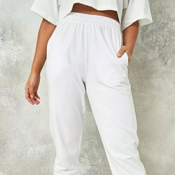 Missguided | Pants & Jumpsuits | Petite Brush Back Basic Joggerswhite ...